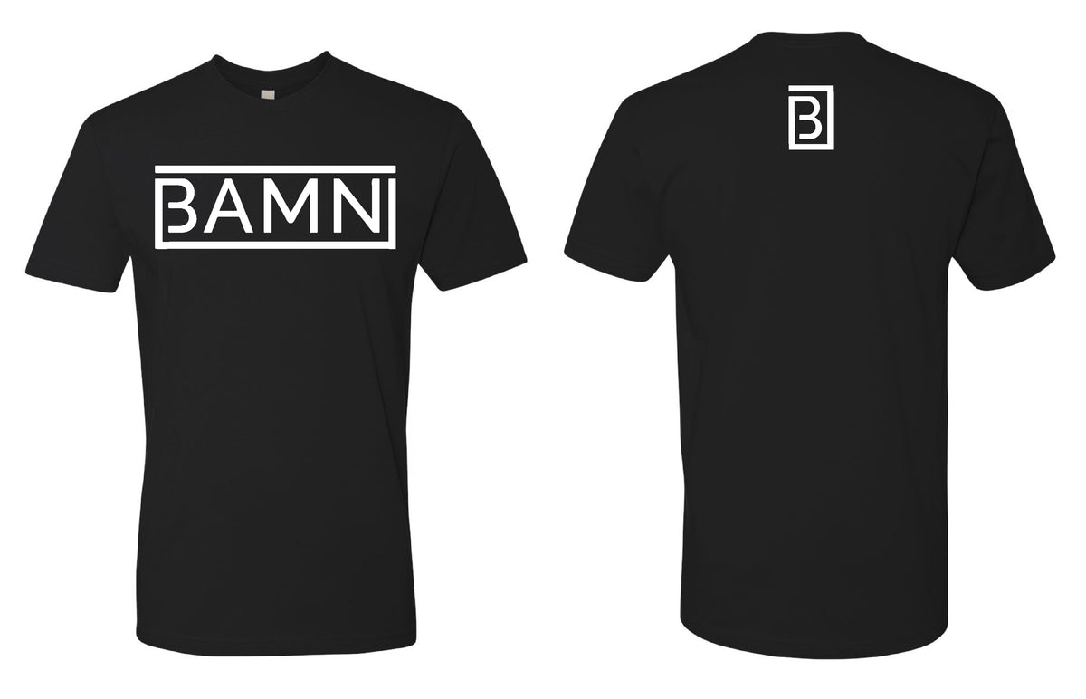 BAMN Black w/ white Logo Crew Neck T-Shirt – BAMN FITNESS